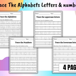 Printable Tracing Worksheet Bundle, Alphabet Number Letter Color Shape ...