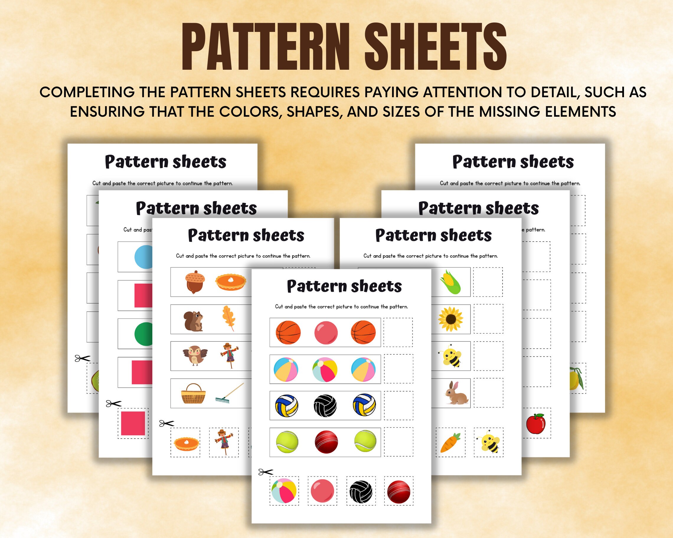 50 Pattern Worksheet Game, Preschool Worksheets, Preschool Printable ...