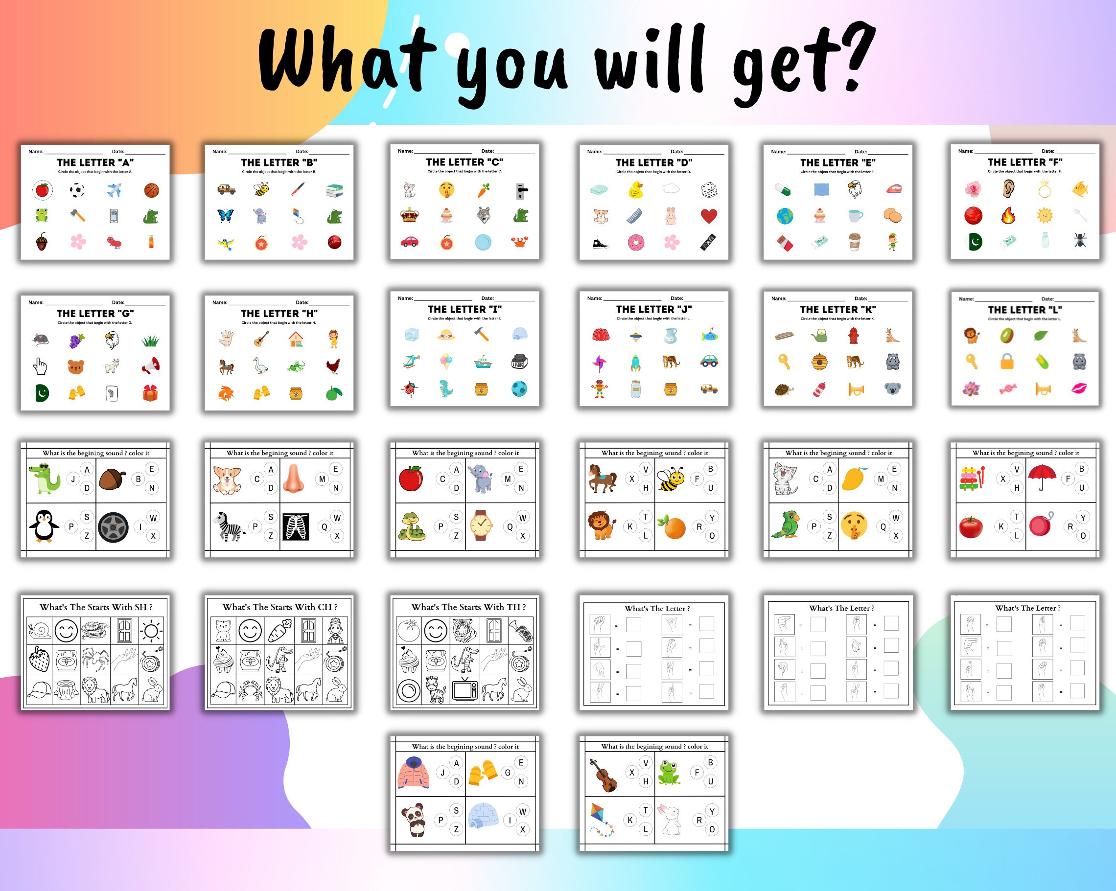 40 Alphabet Letter Sounds Worksheets Preschool-kdg Phonics - Etsy