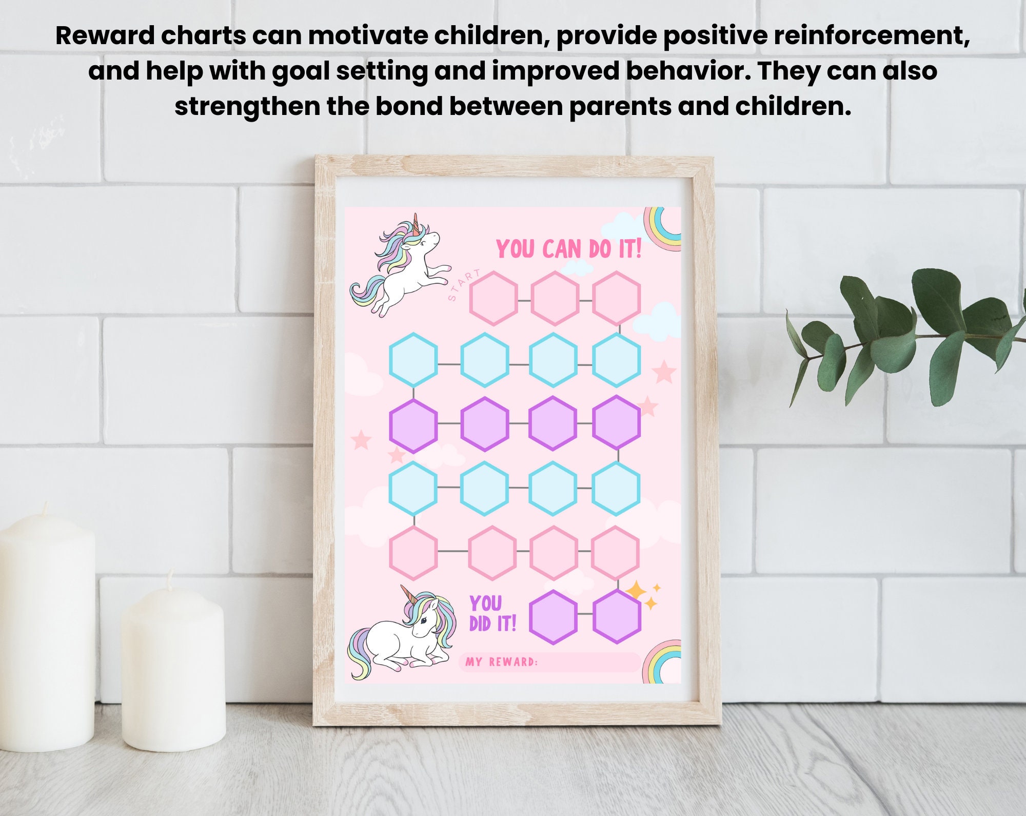 Unicorn Reward Chart, Printable Behavior Chart, Daily Chore Chart, Kids ...