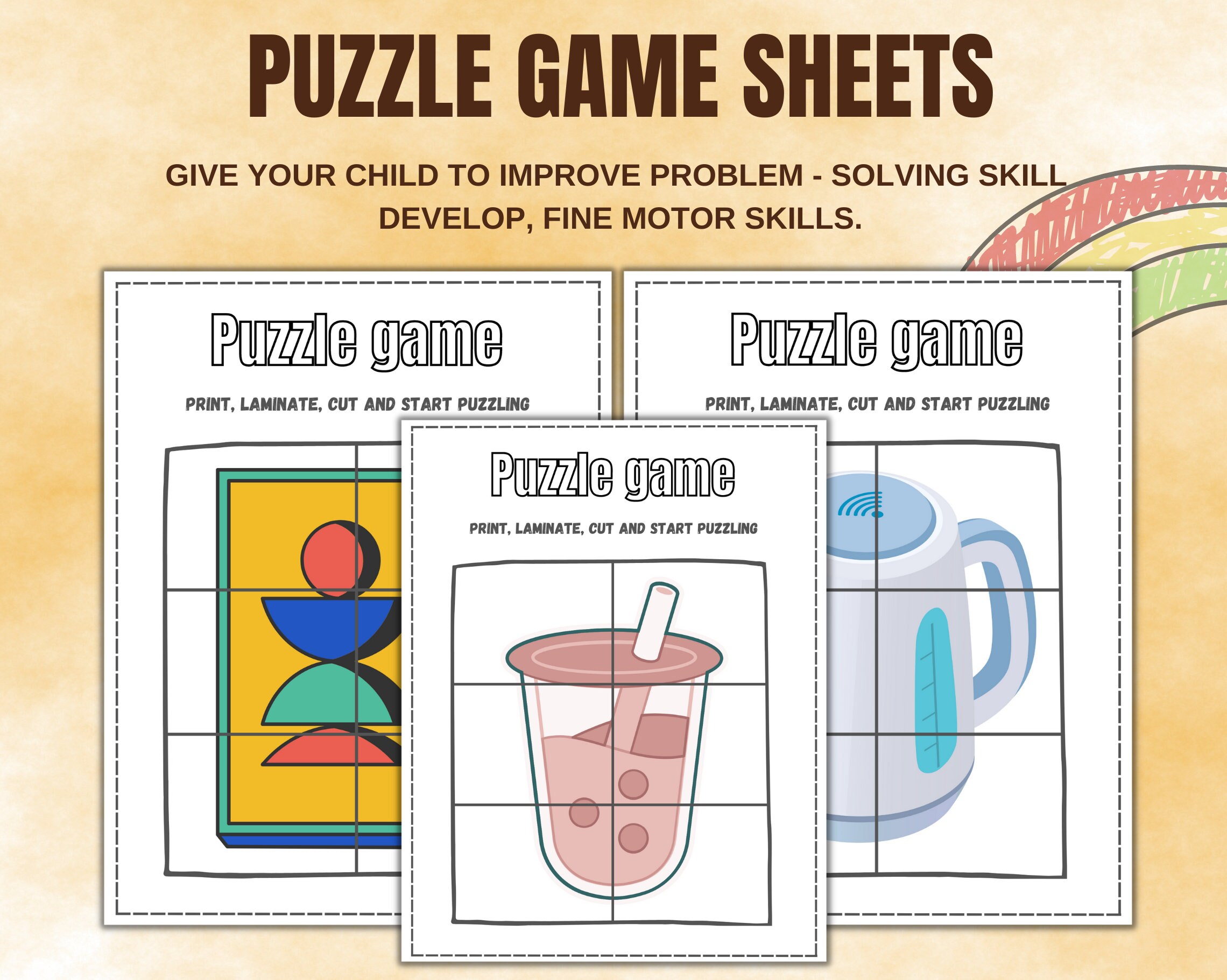 70 Puzzle Game Activity Sheets, Preschool Worksheets, Preschool ...