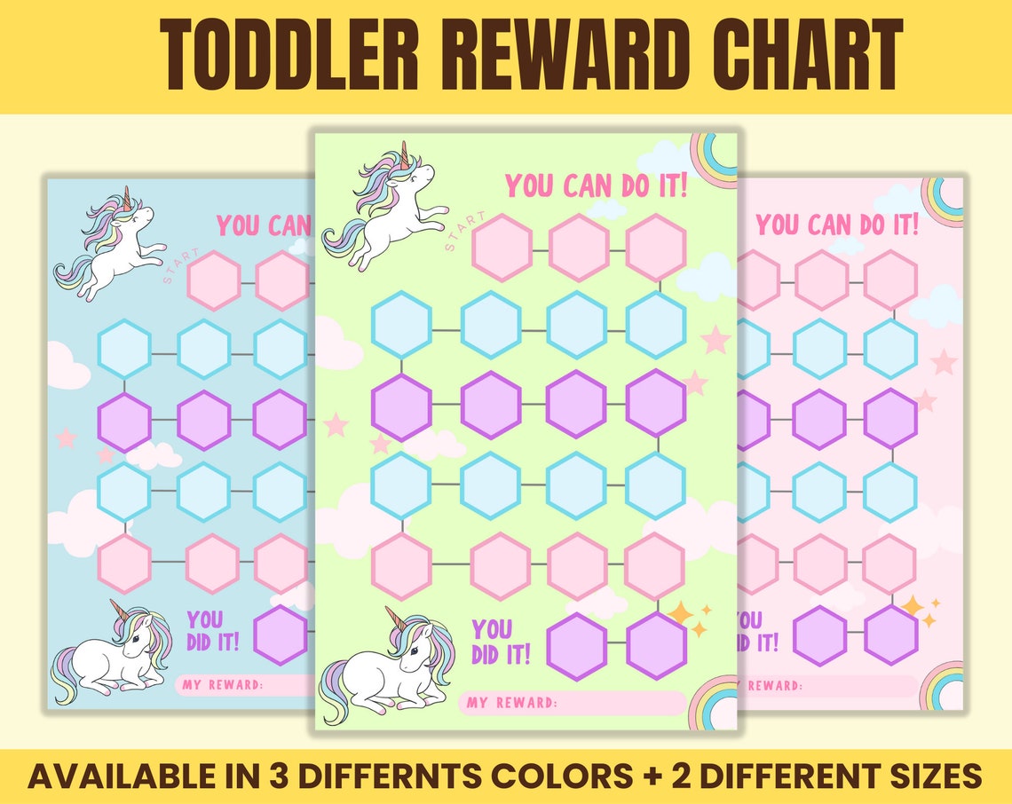 Unicorn Reward Chart, Printable Behavior Chart, Daily Chore Chart, Kids ...