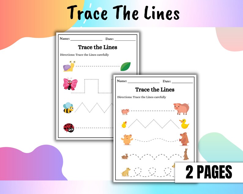 Printable Tracing Worksheet Bundle, Alphabet Number Letter Color Shape ...