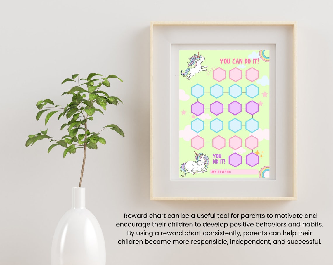 Unicorn Reward Chart, Printable Behavior Chart, Daily Chore Chart, Kids ...