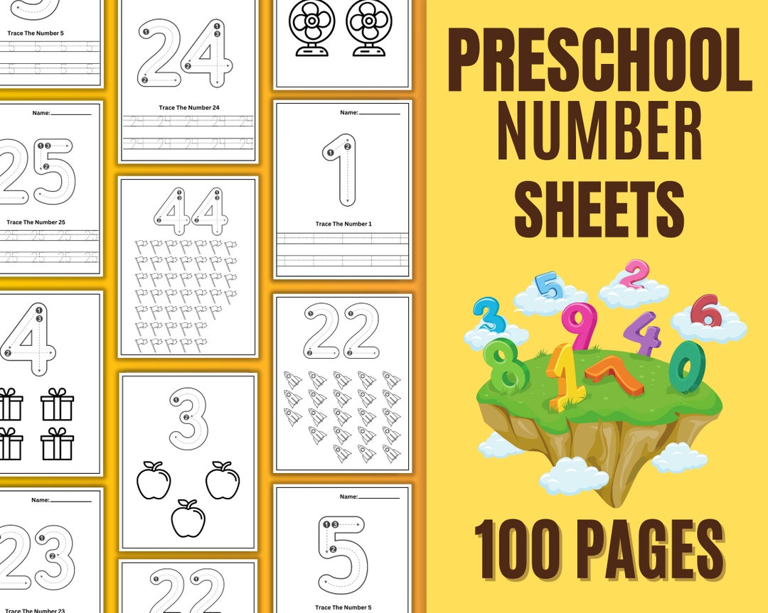 100 Number Tracing Worksheets, Traceable Numbers, Preschool Worksheets ...