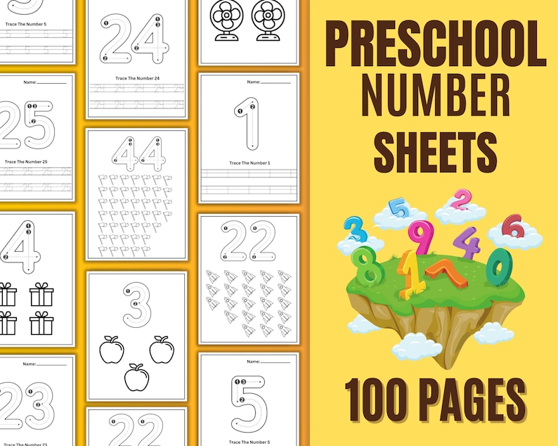 100 Number Tracing Worksheets, Traceable Numbers, Preschool Worksheets ...
