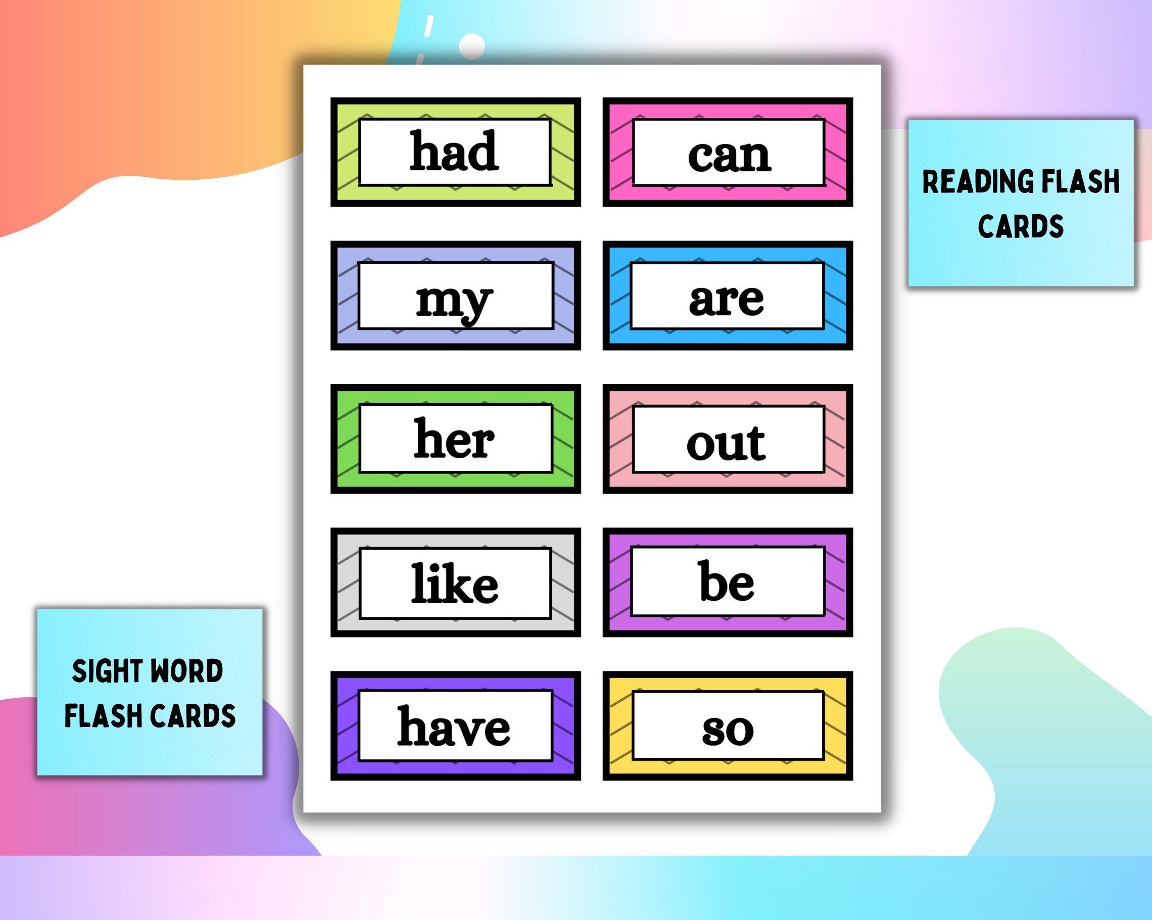 Sight Words Flashcards Printable, Kindergarten to 3rd Grade Sight Words ...