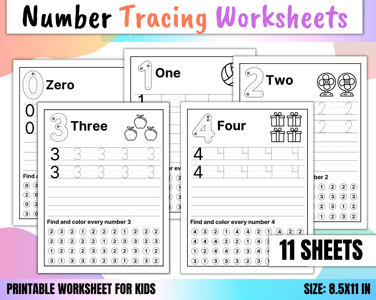Number Tracing Worksheets, Traceable Numbers, Preschool Worksheets, 0 ...