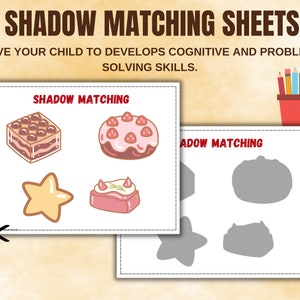 50 Shadow Matching Sheets, Preschool Worksheets, Preschool Printable ...