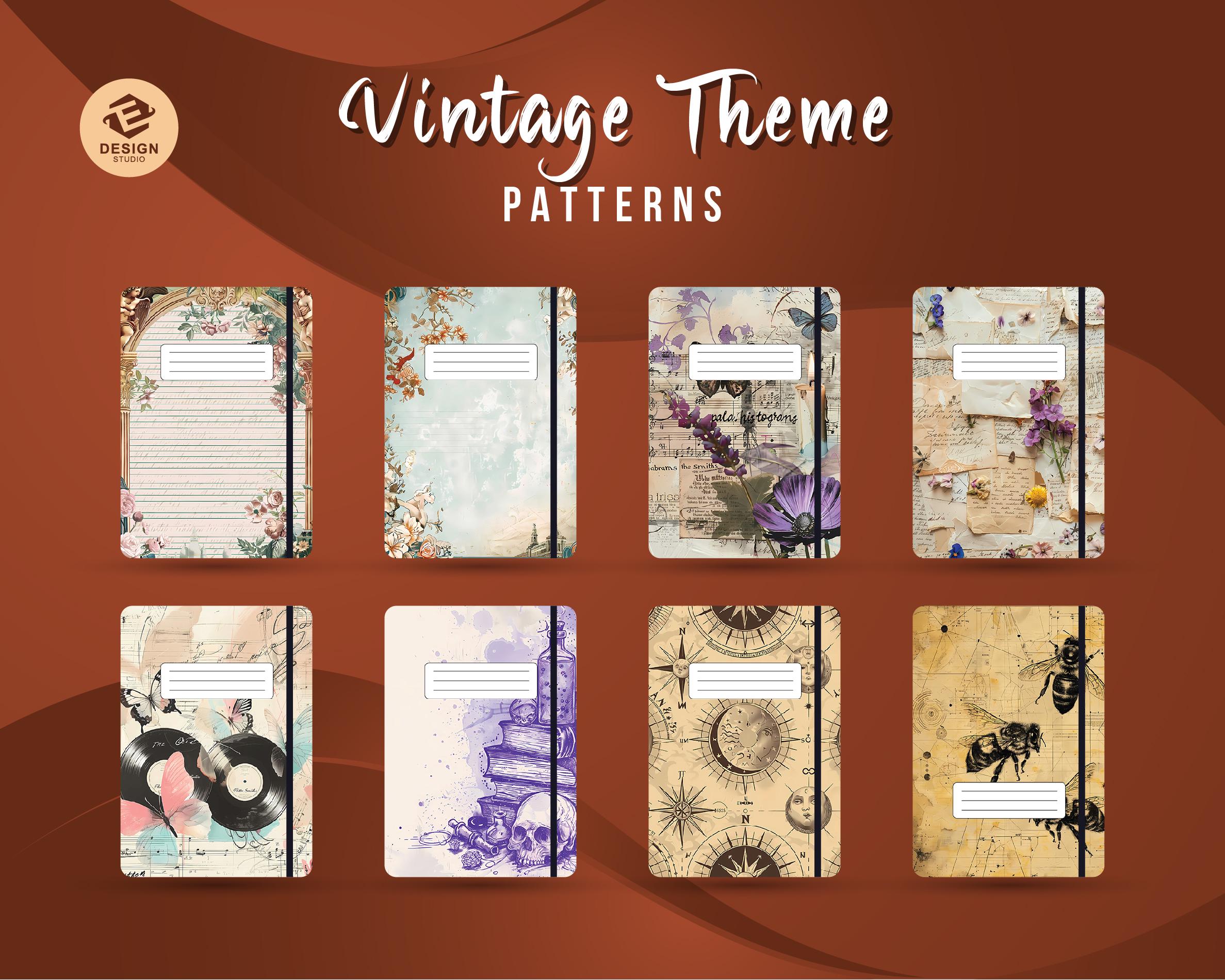 30 Vintage Goodnotes Covers, Digital Notebook Cover, Patterns Notebook ...