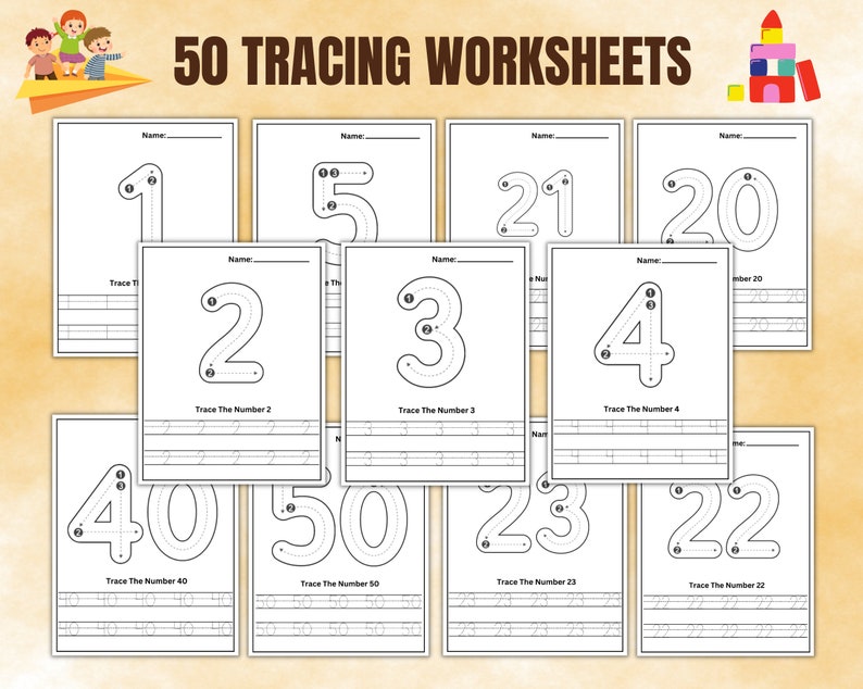 100 Number Tracing Worksheets, Traceable Numbers, Preschool Worksheets ...