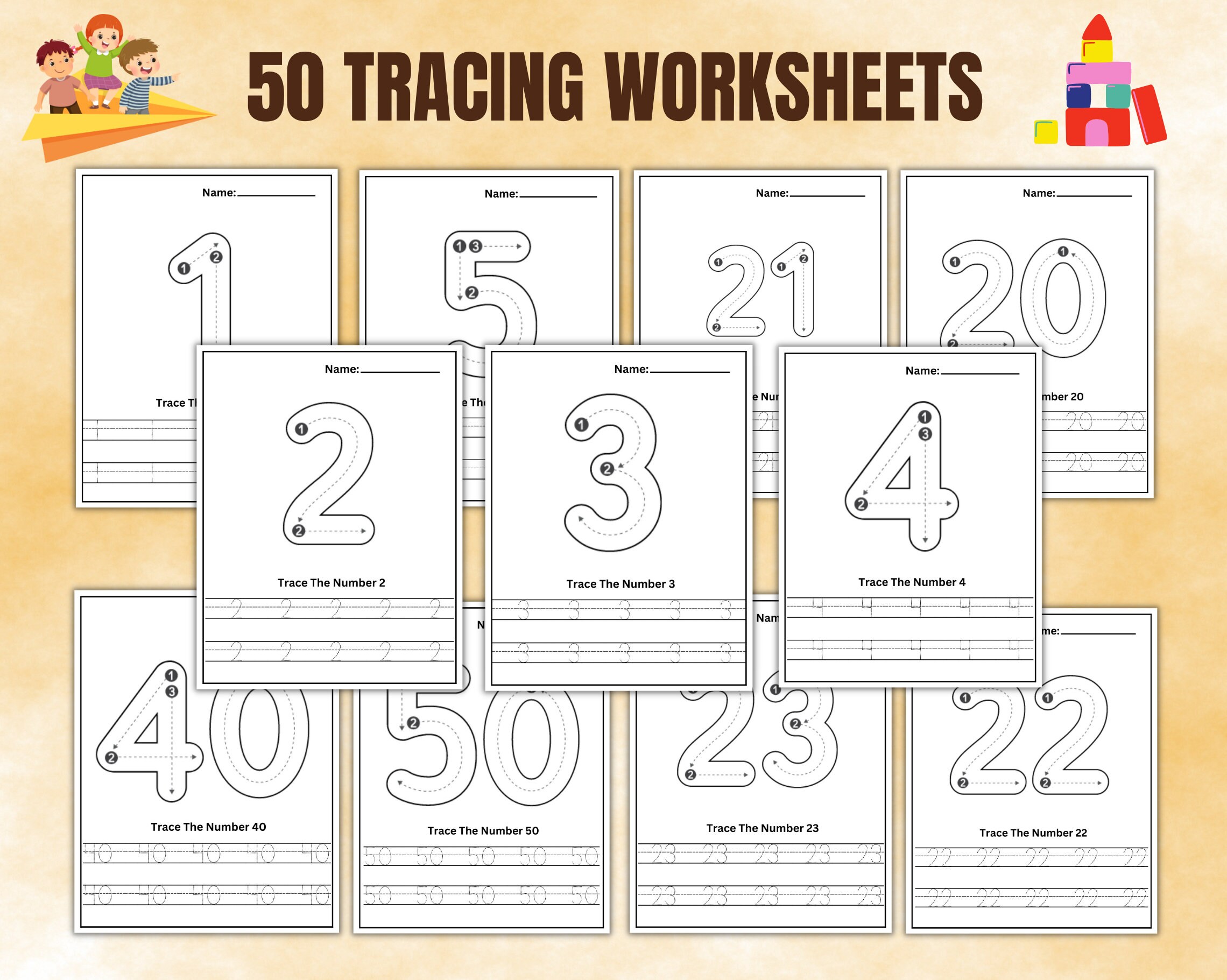 100 Number Tracing Worksheets, Traceable Numbers, Preschool Worksheets ...