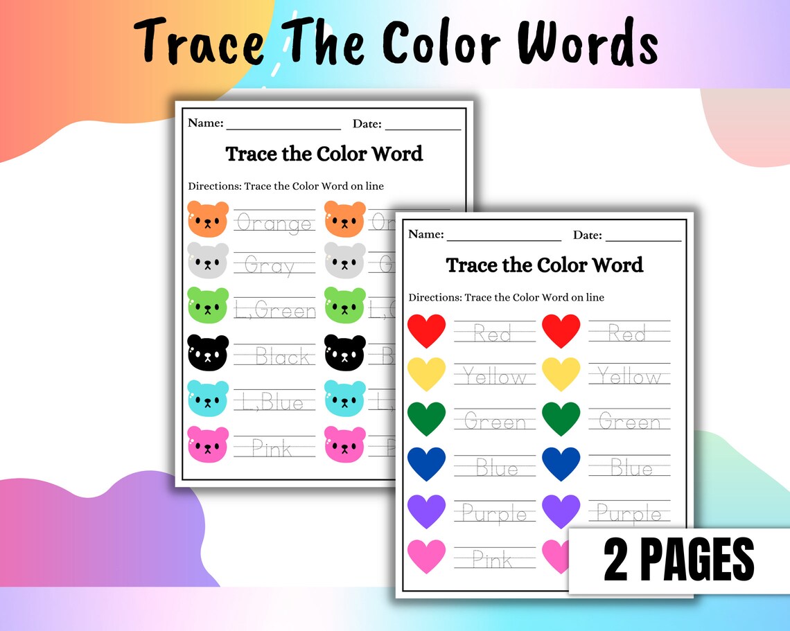 Printable Tracing Worksheet Bundle, Alphabet Number Letter Color Shape ...