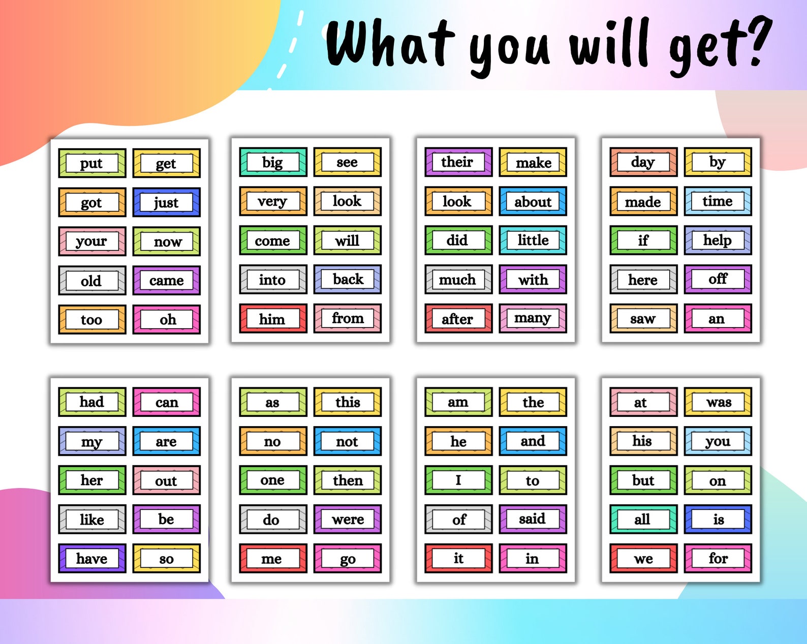 Sight Words Flashcards Printable, Kindergarten to 3rd Grade Sight Words ...