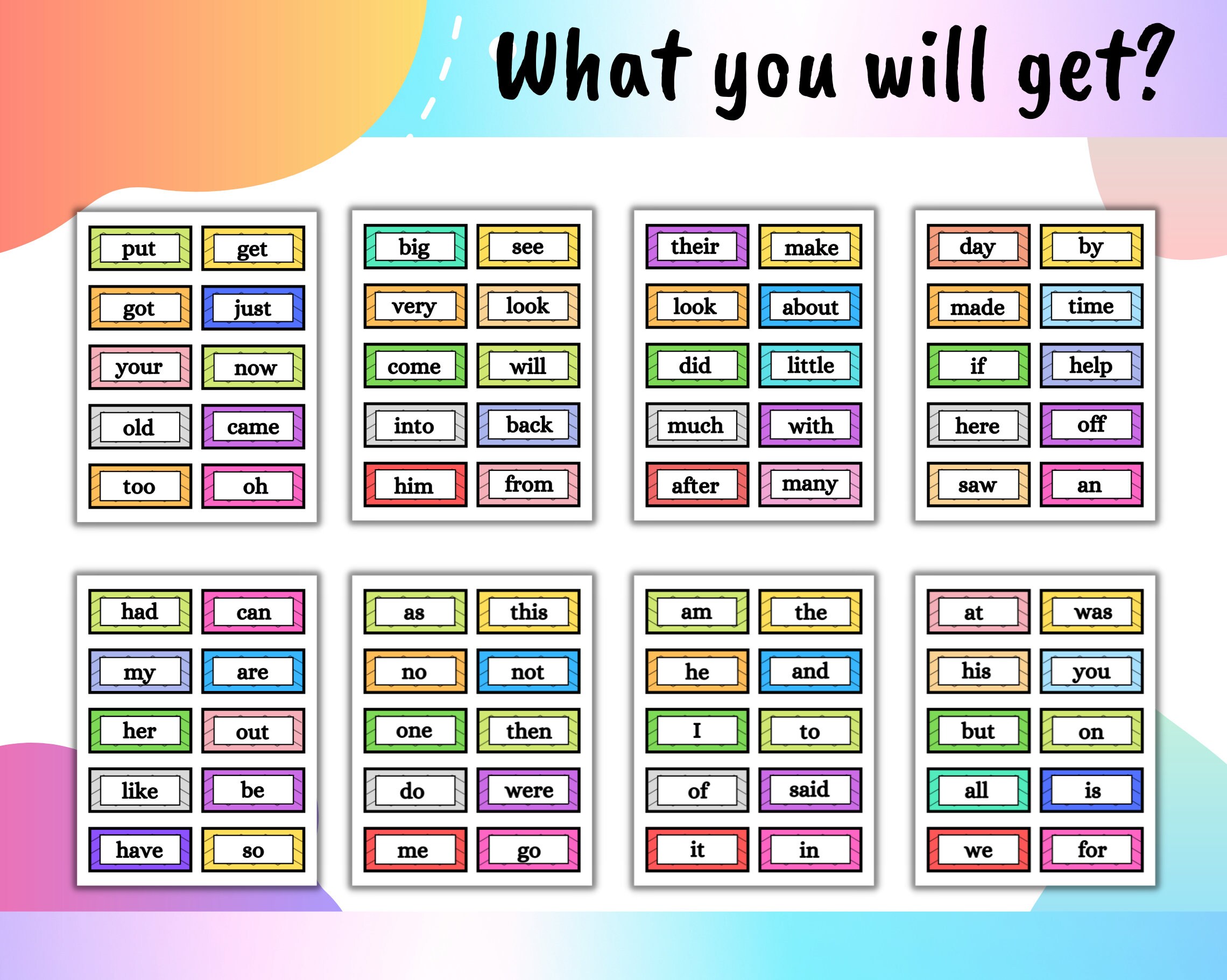 Sight Words Flashcards Printable, Kindergarten to 3rd Grade Sight Words ...