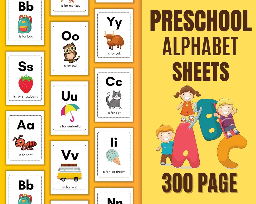Preschool Alphabet Worksheet Bundle, Letter Tracing Worksheets ...