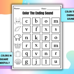 10 Printable Ending Sounds Worksheets, Initial Sound Practice ...