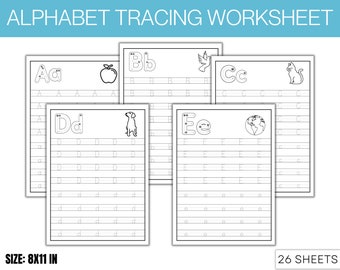 Alphabet Tracing Worksheets A-Z ,ABC Tracing Workbook ,handwriting ...