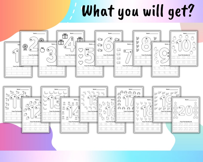 20 Number Tracing Worksheets, Traceable Numbers, Preschool Worksheets ...