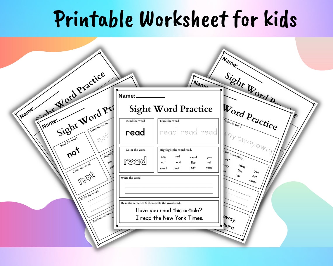 20 Sight Words Worksheets, Sight Words Printable, Sight Words Flash ...