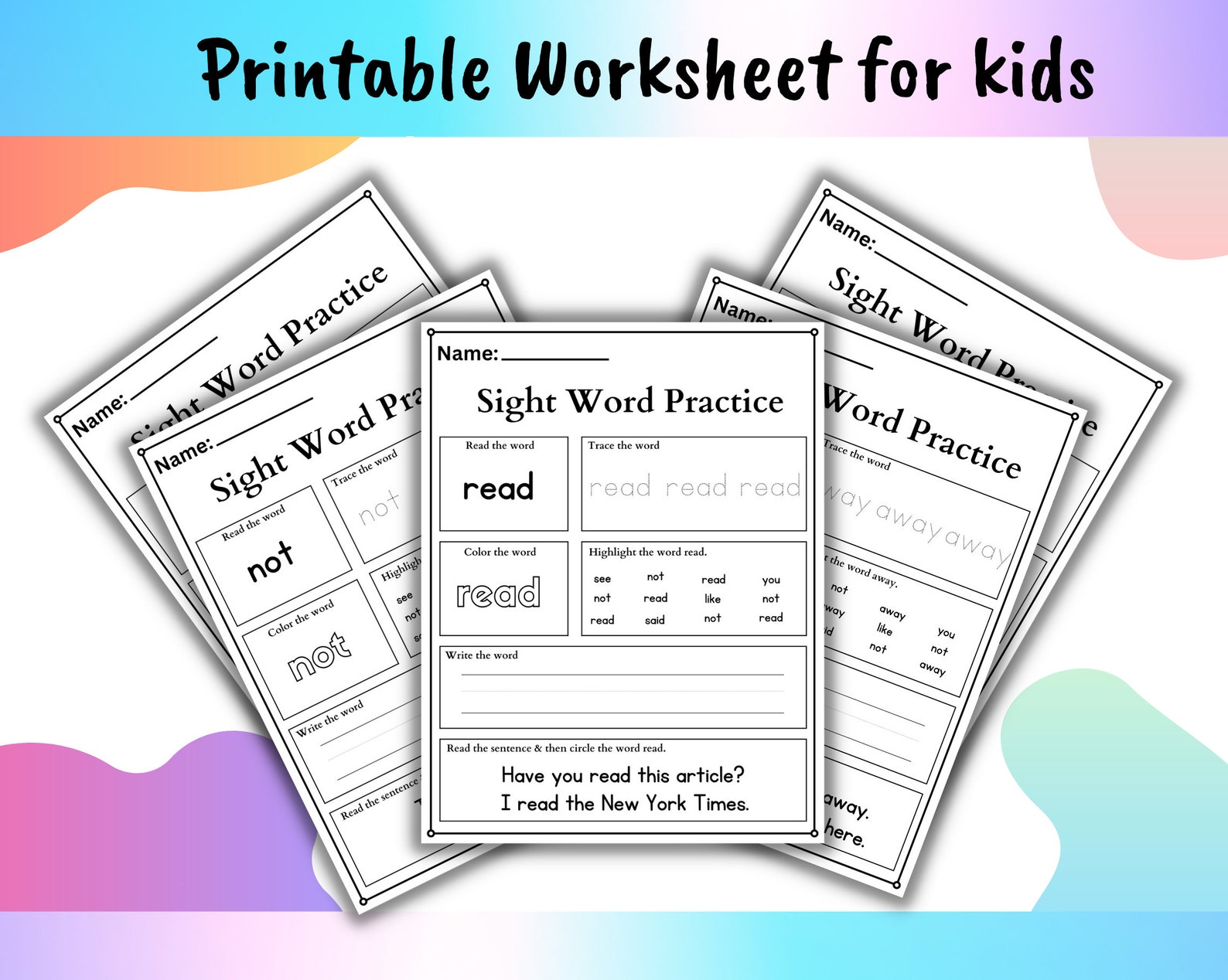 20 Sight Words Worksheets, Sight Words Printable, Sight Words Flash ...