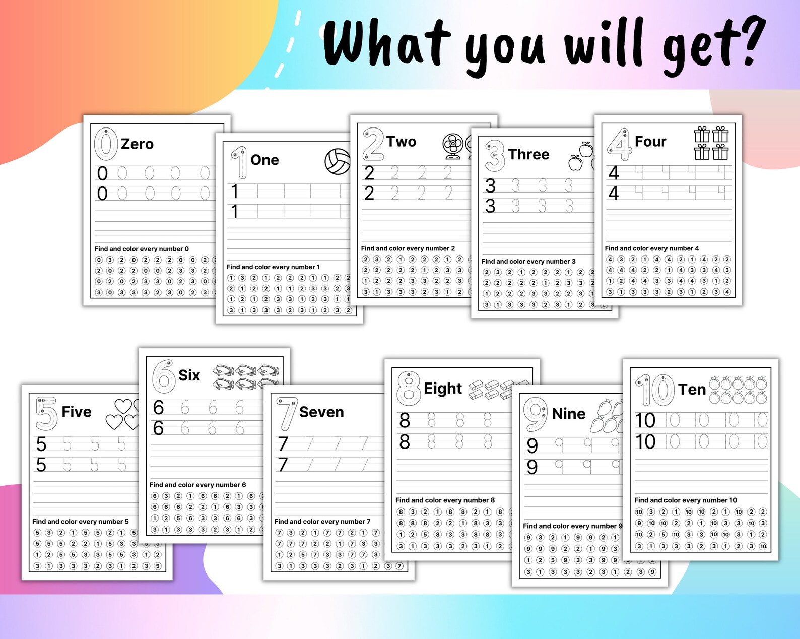 Number Tracing Worksheets, Traceable Numbers, Preschool Worksheets, 0 ...