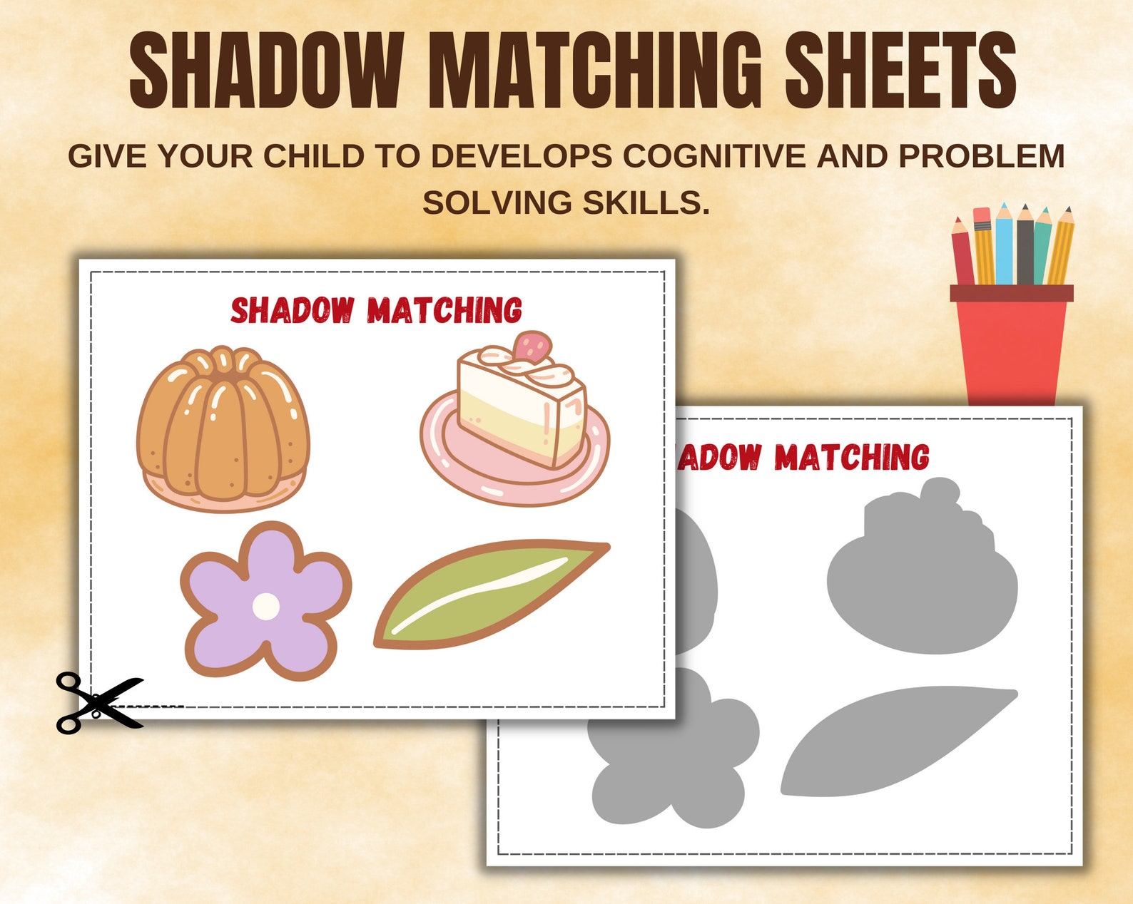 50 Shadow Matching Sheets, Preschool Worksheets, Preschool Printable ...