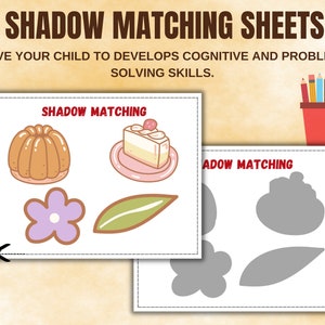 50 Shadow Matching Sheets, Preschool Worksheets, Preschool Printable ...