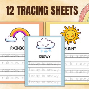 50 Weather Matching Activity Sheets, Preschool Worksheets, Preschool ...