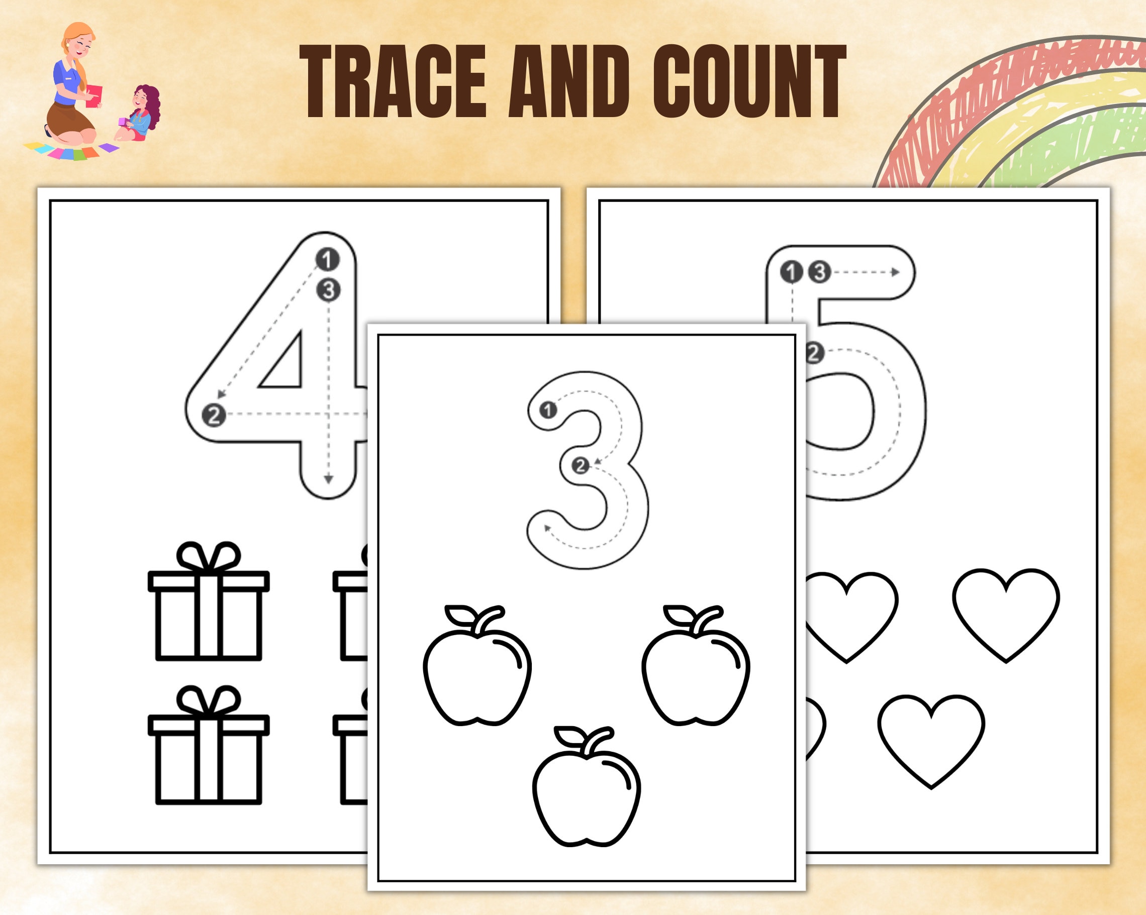 200 Number Tracing Worksheets Traceable Numbers Preschool - Etsy