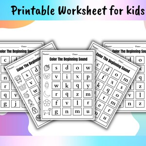 10 Printable Beginning Sounds Worksheets, Initial Sound Practice ...