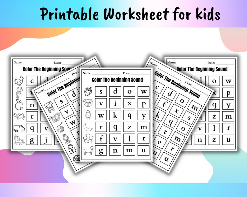 10 Printable Beginning Sounds Worksheets, Initial Sound Practice ...