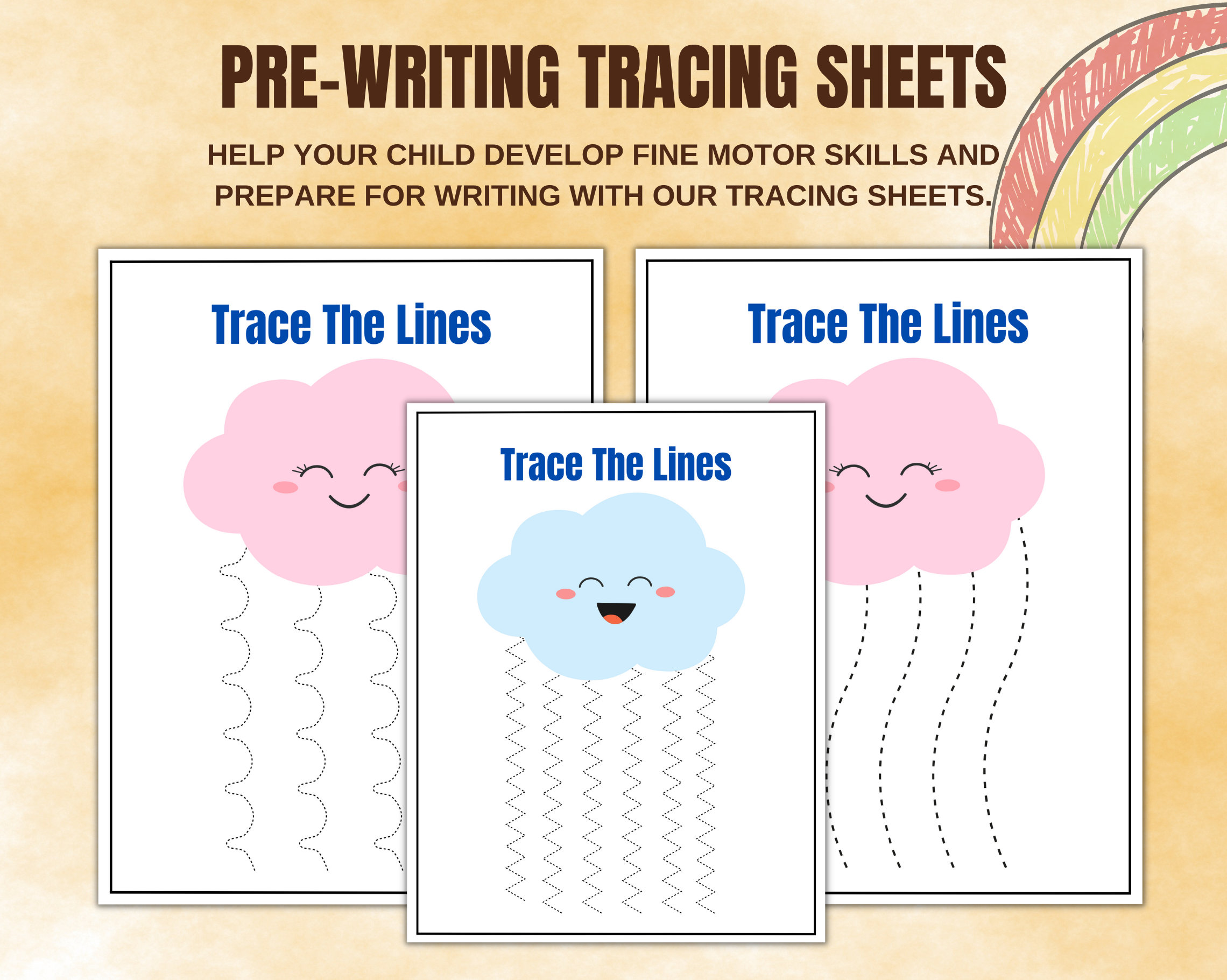 Tracing Practice Pre-writing Worksheets Line Tracing - Etsy