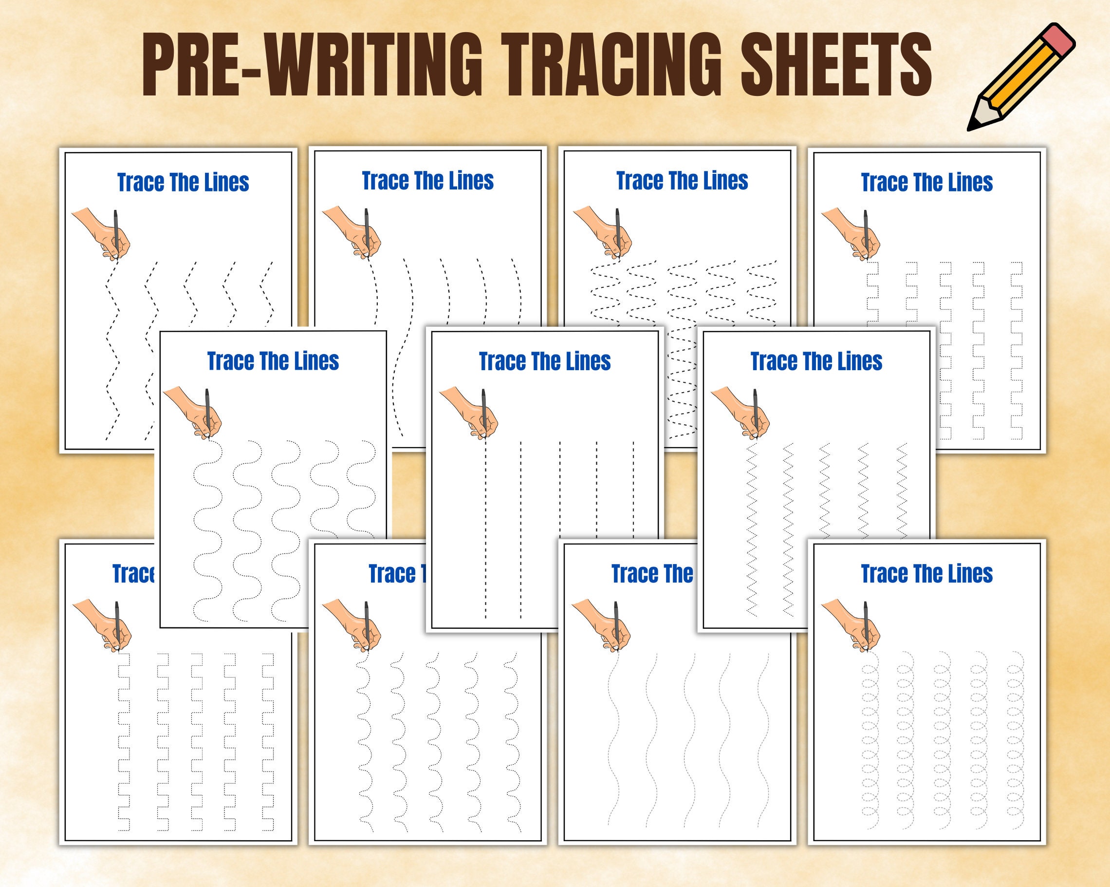 Tracing Practice, Pre-writing Worksheets, Line Tracing, Toddler ...