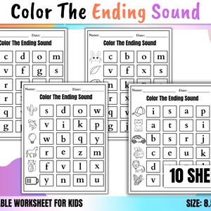 10 Printable Ending Sounds Worksheets, Initial Sound Practice ...
