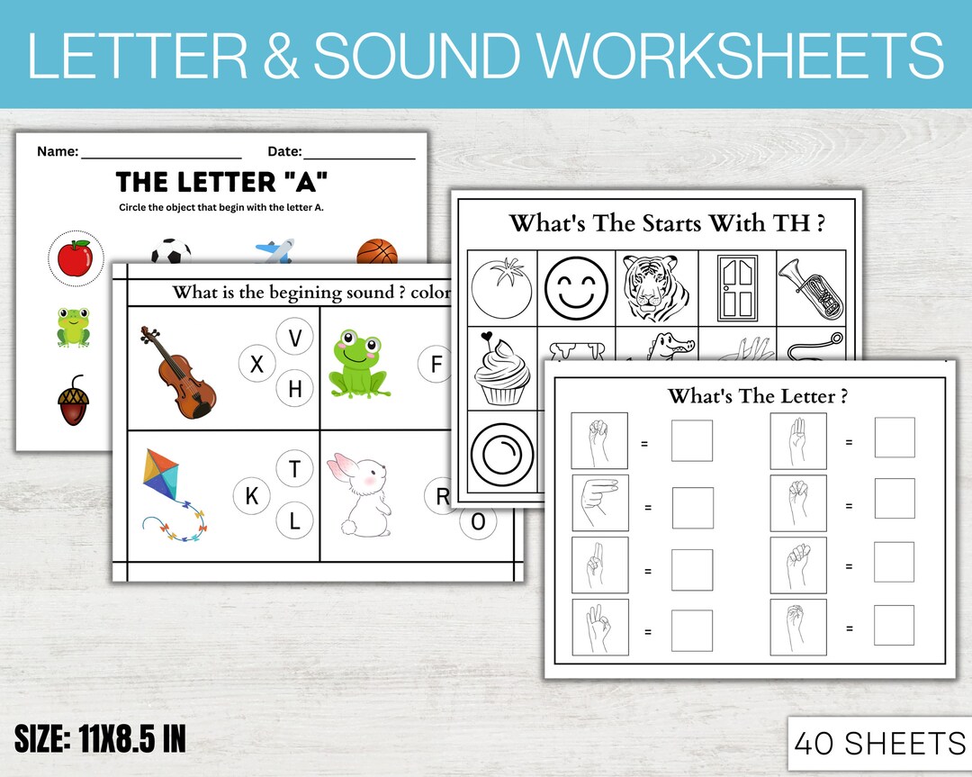 40 Alphabet Letter Sounds Worksheets, Preschool-kdg Phonics, Beginning ...