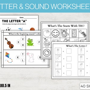 40 Alphabet Letter Sounds Worksheets, Preschool-kdg Phonics, Beginning ...