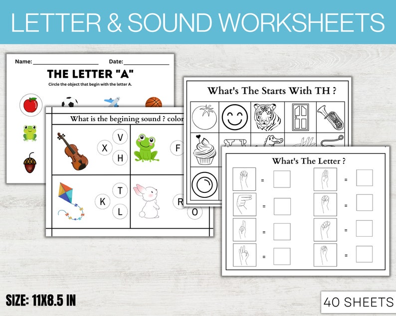 40 Alphabet Letter Sounds Worksheets Preschool-kdg Phonics - Etsy