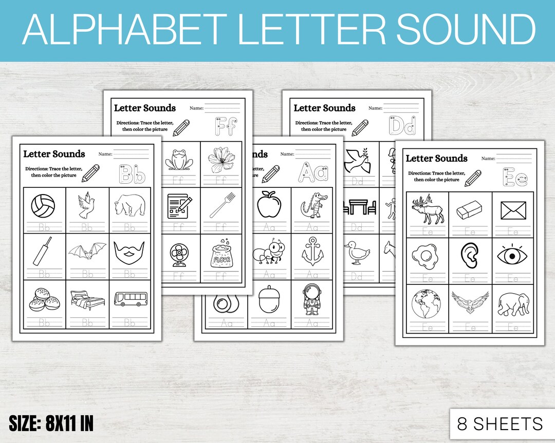 8 Alphabet Letter Sounds Worksheets Printable, Preschool Worksheets ...