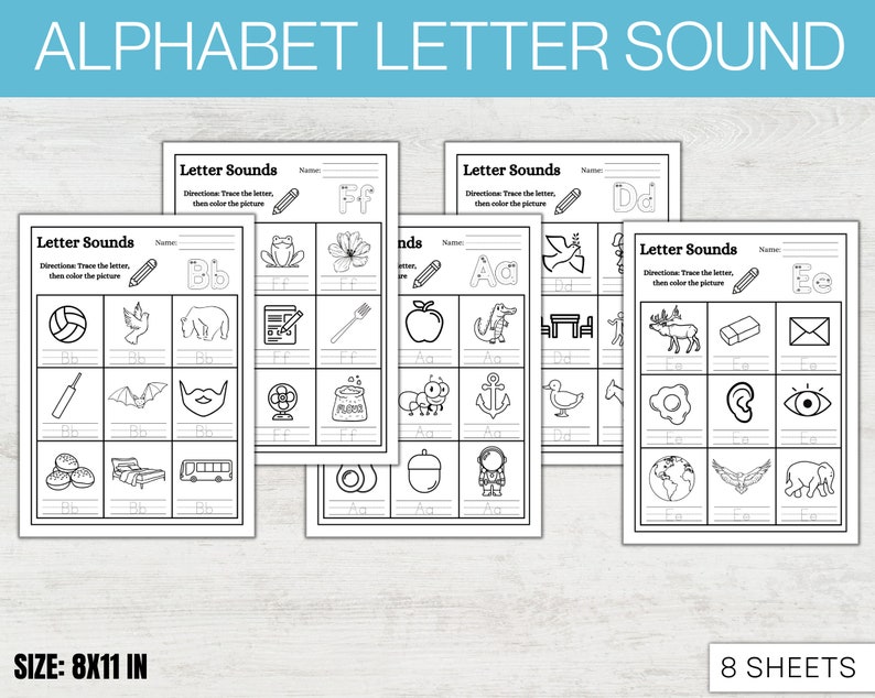 8 Alphabet Letter Sounds Worksheets Printable, Preschool Worksheets ...