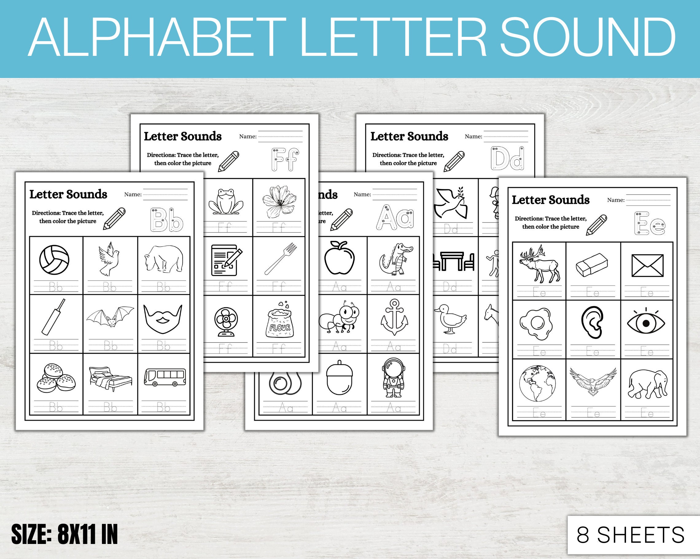 8 Alphabet Letter Sounds Worksheets Printable, Preschool Worksheets ...