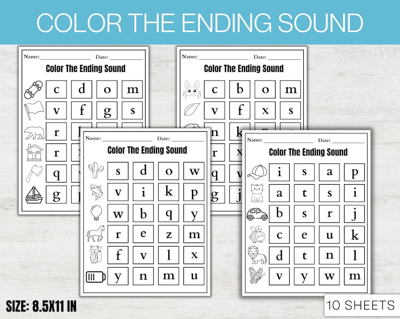 10 Printable Ending Sounds Worksheets, Initial Sound Practice ...