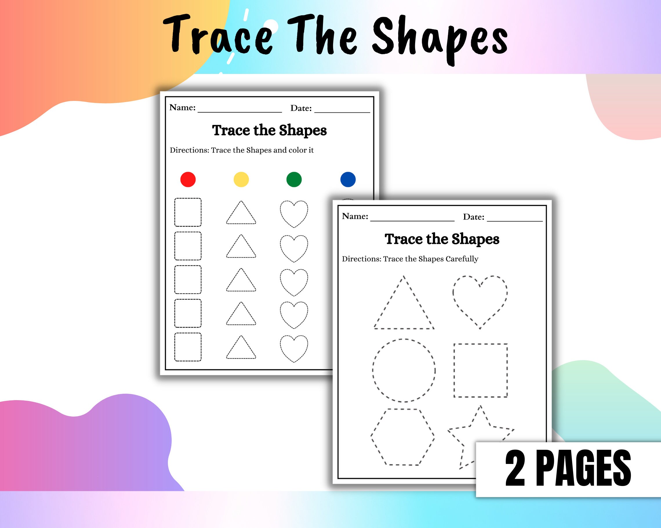 Printable Tracing Worksheet Bundle, Alphabet Number Letter Color Shape ...