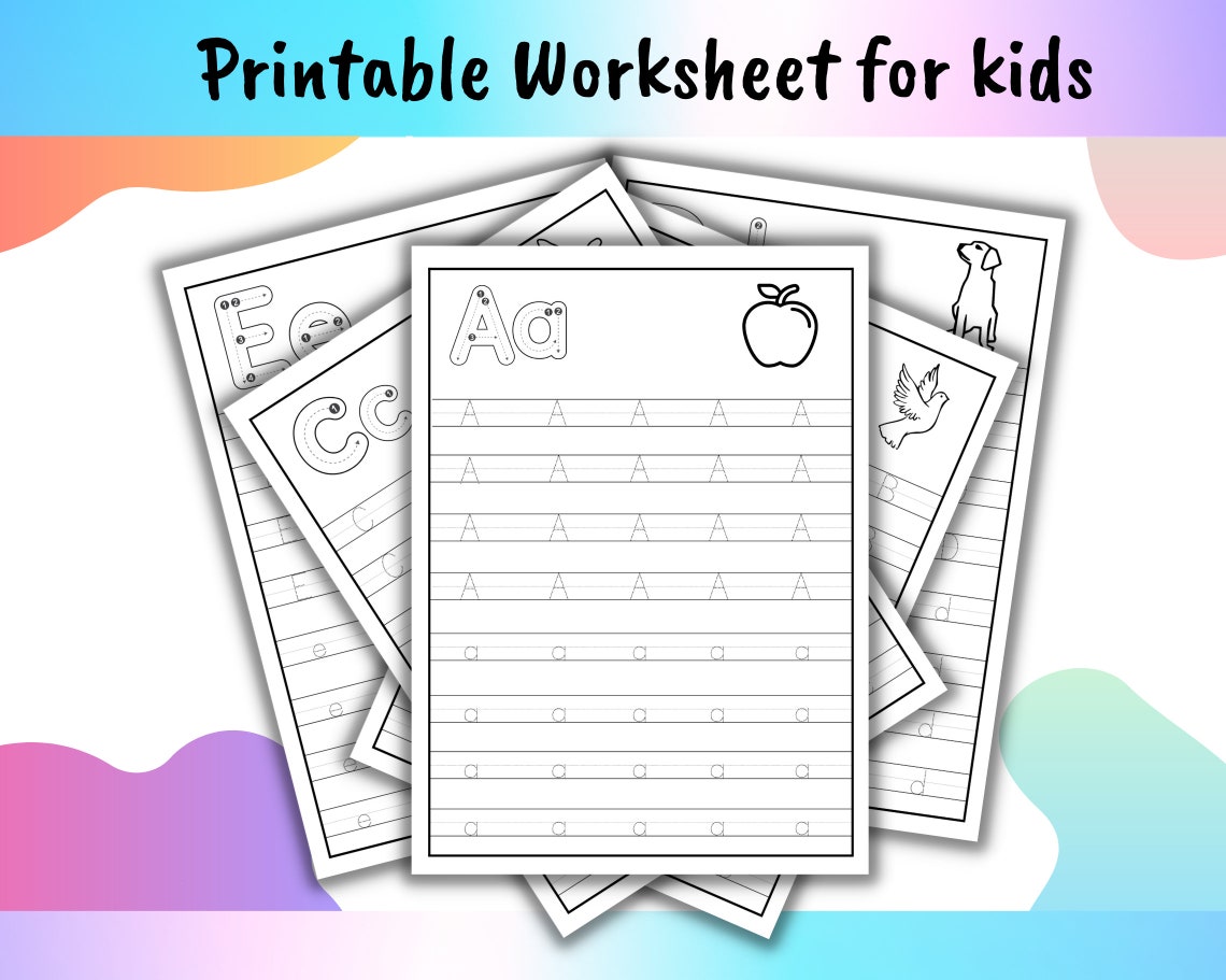 Alphabet Tracing Worksheets 26 Printable Uppercase Lowercase - Etsy