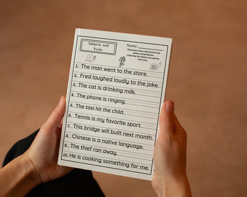 Identify Subject, Predicates, and Verbs in a Sentence Worksheets, 1st ...