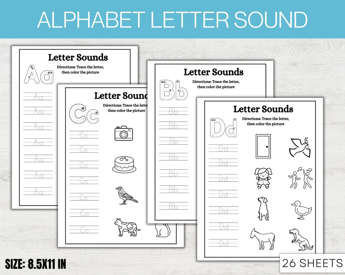 26 Alphabet Letter Sounds Worksheets Printable, Preschool Worksheets ...