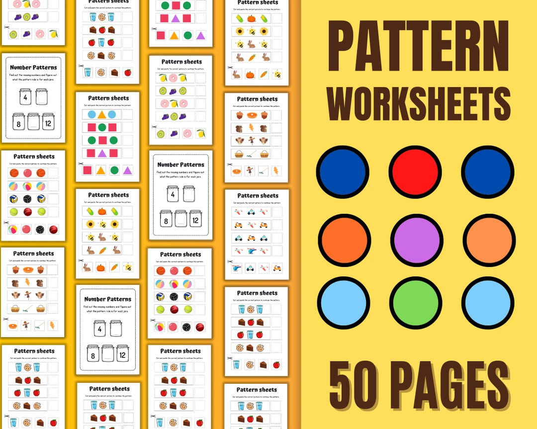 50 Pattern Worksheet Game, Preschool Worksheets, Preschool Printable ...