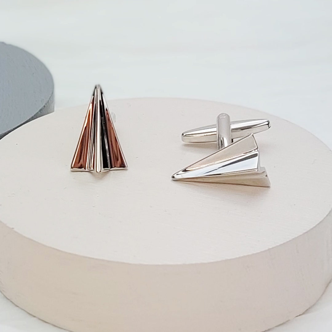 Folded Paper Plane Aeroplane Cufflinks Themed for 1st paper Anniversary ...