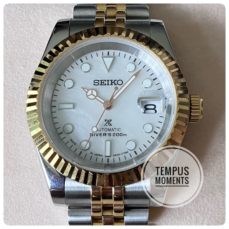 Seiko Mod Jubilee Steel & Gold Datejust pearl White / - Etsy
