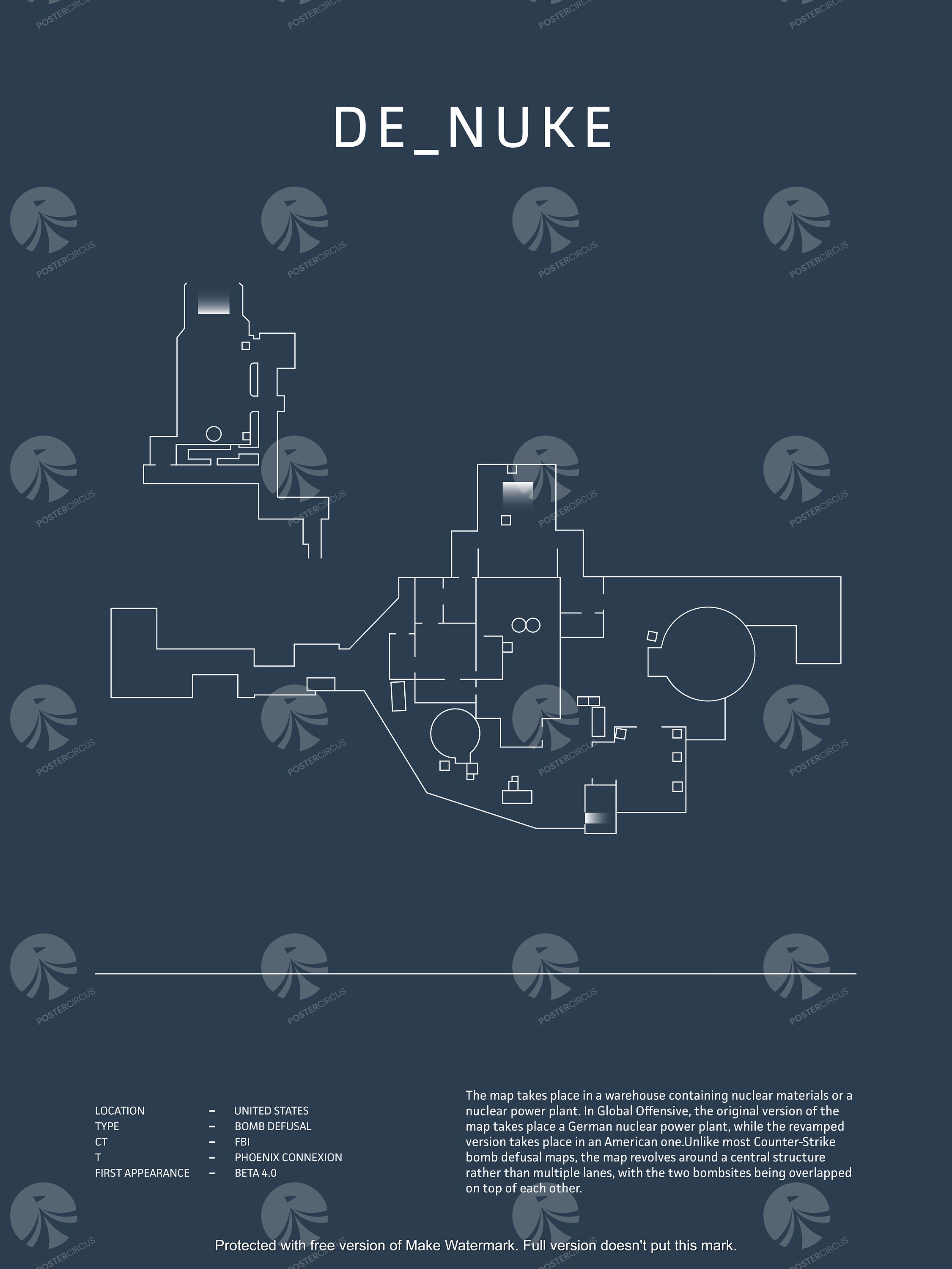 Minimalist De_nuke, CS:GO, CS2 Poster, Digital Download Wall Art ...
